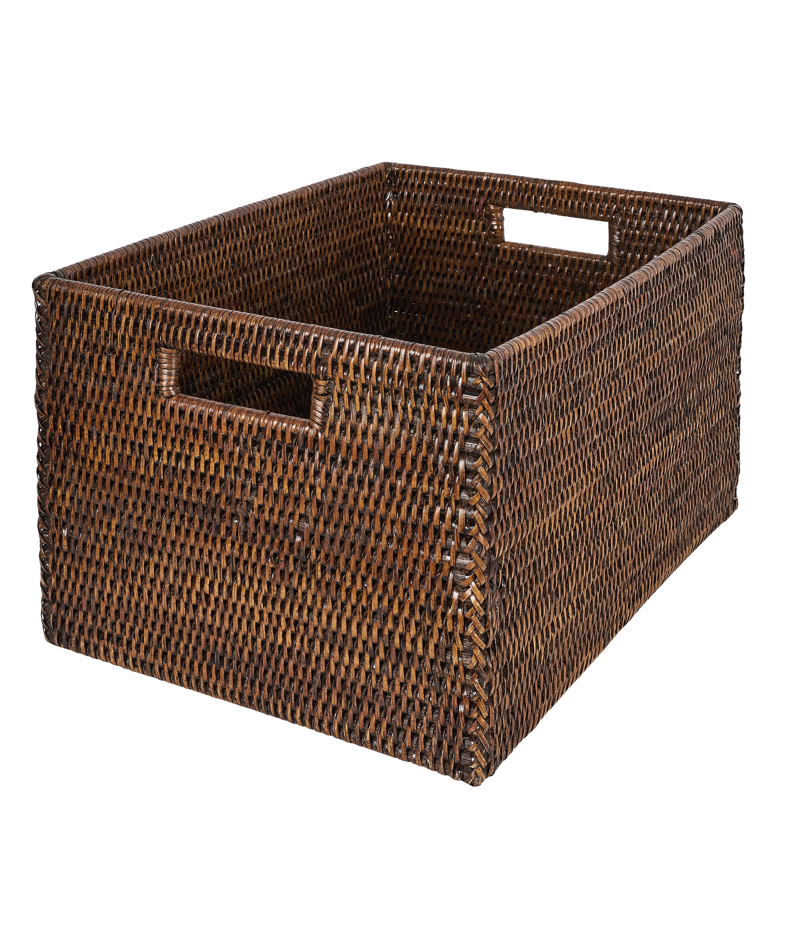 Rattan Tall Rectangular Storage Baskets, Brown | REBECCA UDALL ...