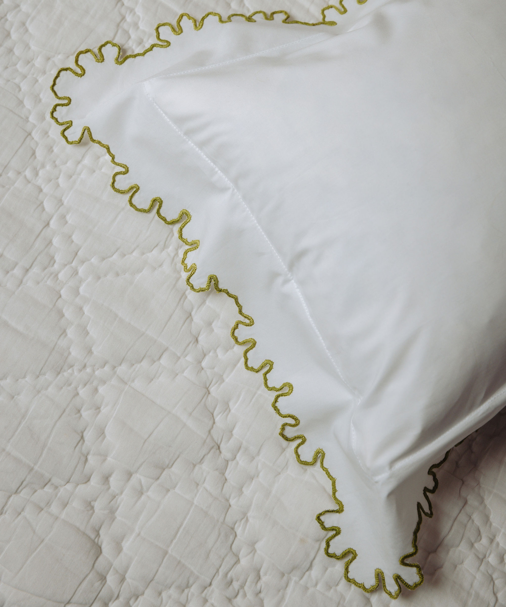 Thea Scalloped 30x40cm Boudoir Pillowcase, Chartreuse – Rebecca Udall