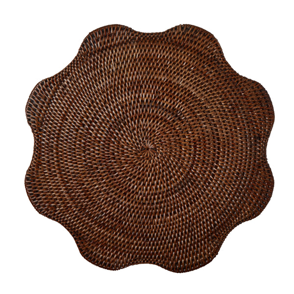 Rattan Scalloped Placemat, Brown I REBECCA UDALL – Rebecca Udall